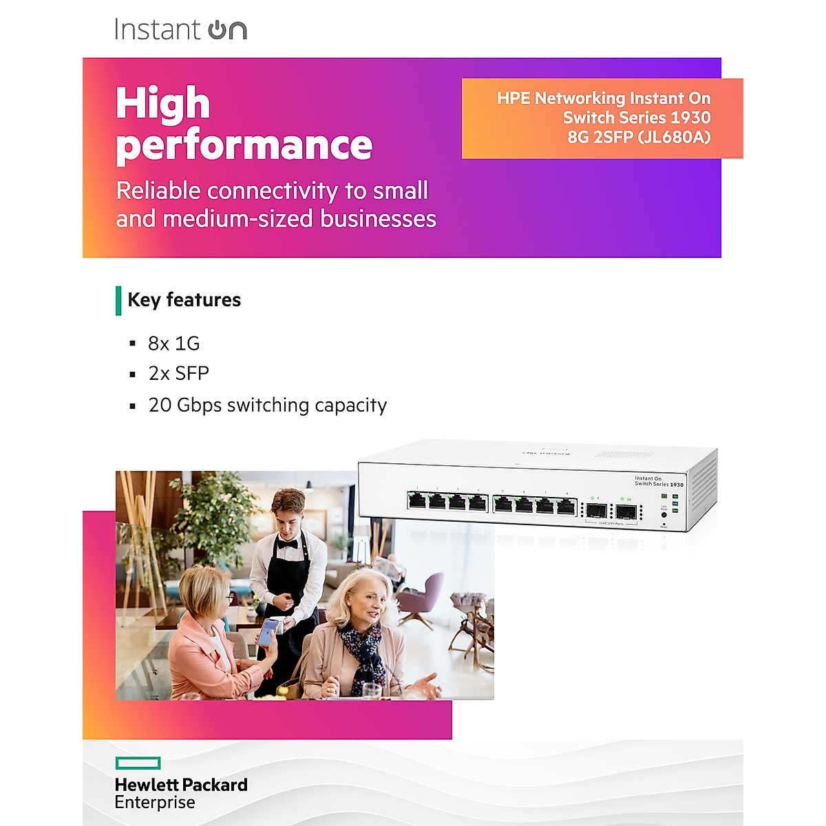 HPE Aruba Instant On 1930 8G 2SFP Switch - Switch - 10 Ports - Managed - Rack-mountable