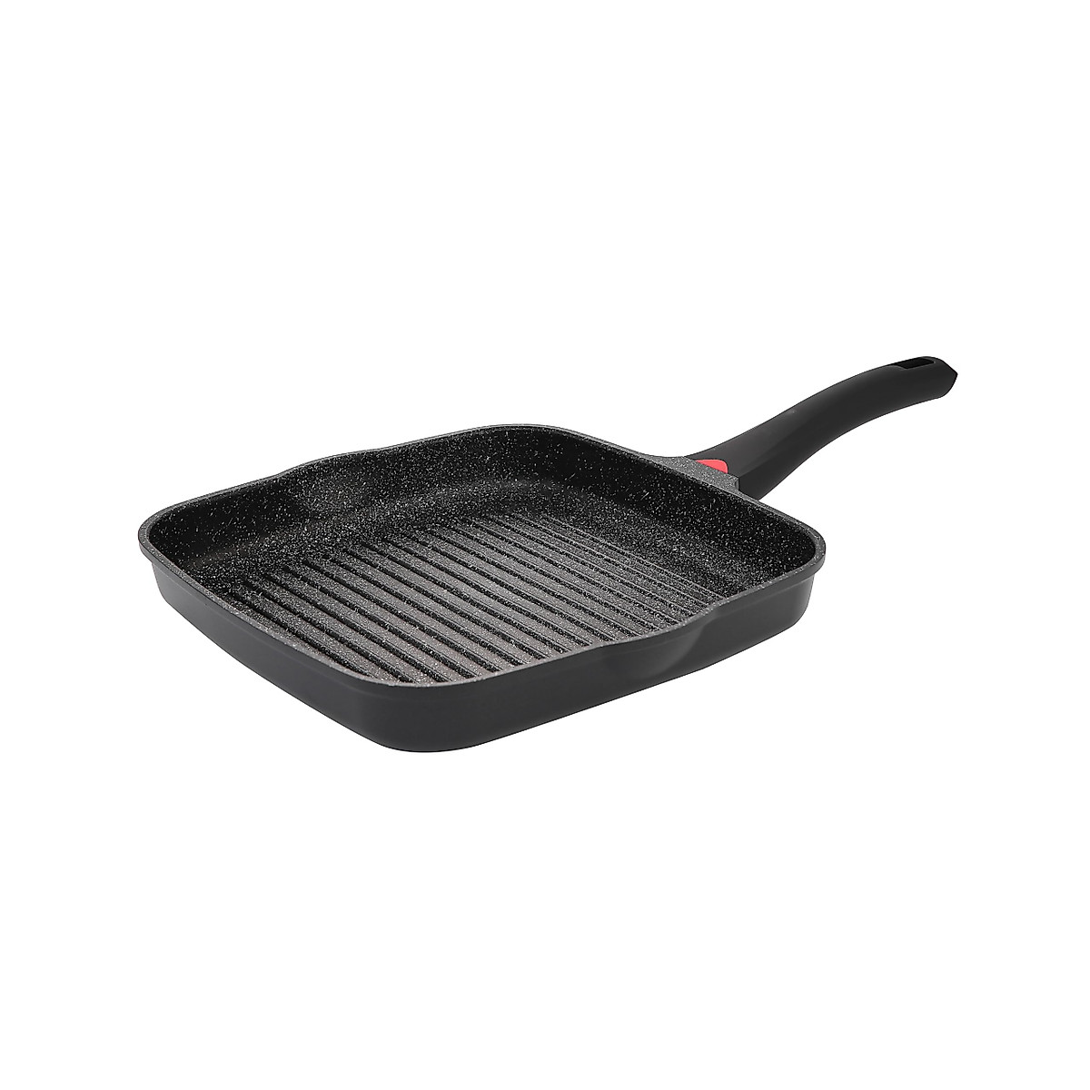 11 Inch Non Stick Grill Pan Granite Coated with Pour Spout - Lightweight 2.66 Quart Grill Pan for Indoor Cooking with Grip Handle - Induction Compatible PFOA Free Stove Top Grill (Black)