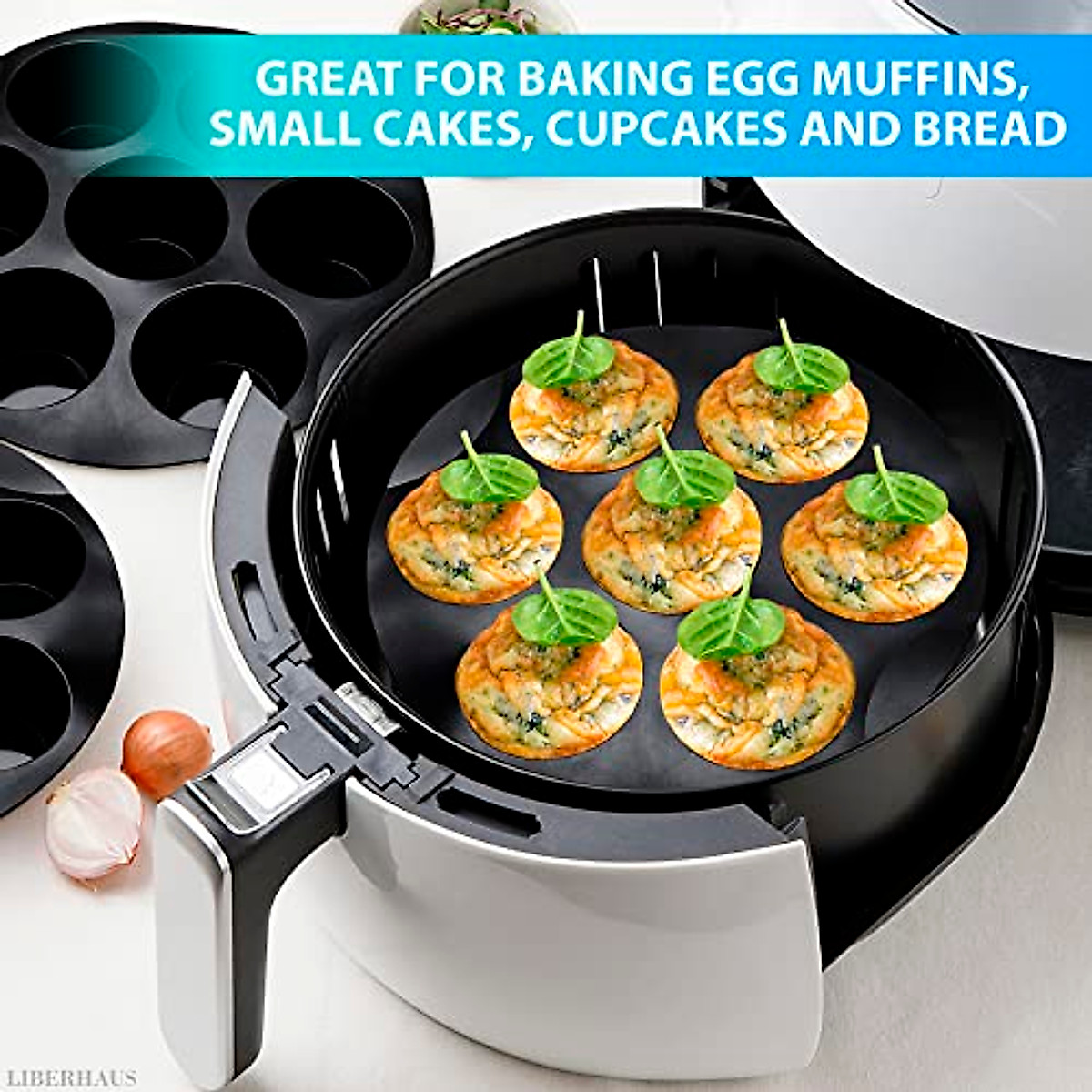 Air Fryer Silicone Cupcake Pan - 3.5-5.8l Air Fryer Egg Bites Mold Nonstick Muffin Pan Egg Cups Molds Silicone Muffin Pan For Air Fryer Accessories - 7 Mini Muffin Maker Cupcake Tray Baking Mold