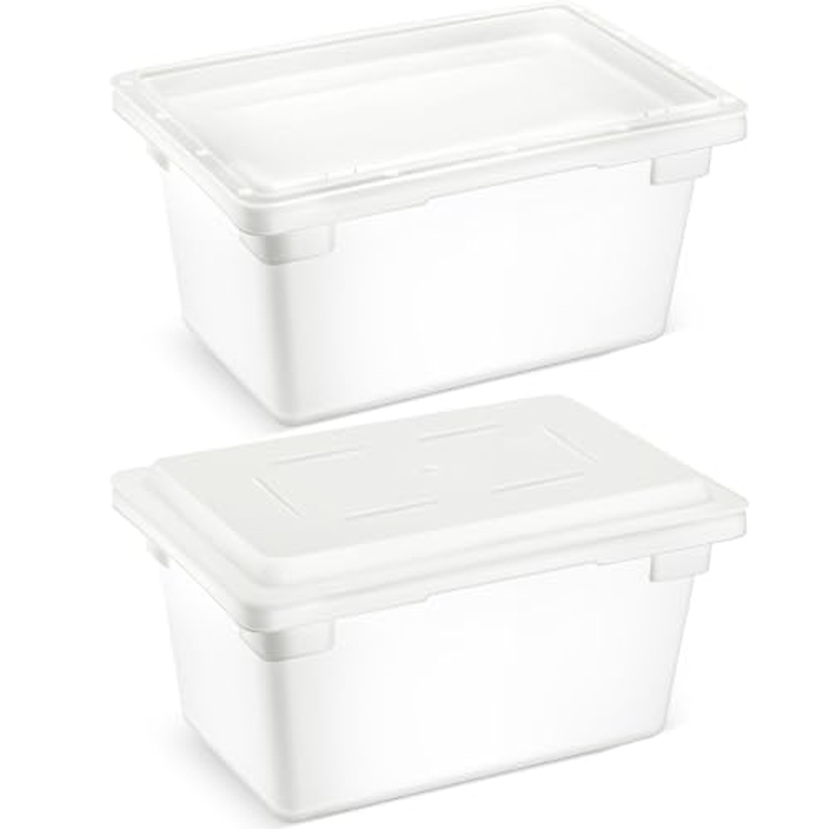 Barydat 2 Pack Food Storage Box Tote, Freezer and Dishwasher Safe Commercial Food Storage Containers Bins with Lids for Fruits Vegetables Grains Home Organization, White(5 Gallon)