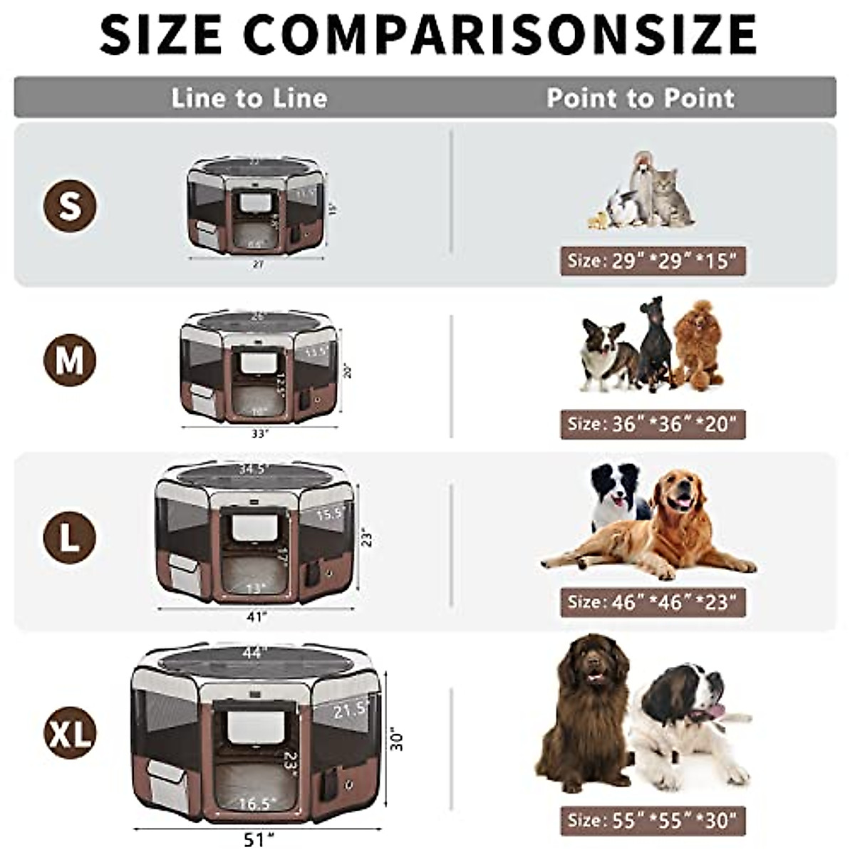 DONORO Dog Playpen 36" Portable Pet Play Pens for Small Dog/Cat/Rabbit/Chicks, Cat Playpen Indoor/Outdoor with Carring Case, Removable Zipper Top and Bottom