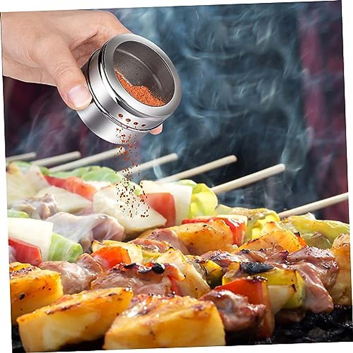 INOOMP 4pcs Stainless Steel Seasoning Jar Dispenser Container Magnetic Container Metal Container Metal Seasoning Shakers Rub Container Tins Stainless Steel Shaker Pepper Shakers Sugar Jar