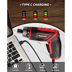 AVID POWER Electric Screwdriver Set Rechargeable 4V Cordless Screwdriver Kit with 44pcs Accessories, 5.65Nm Screw Gun, 5+1 Torque Setting, 2 Position Handle with LED Light