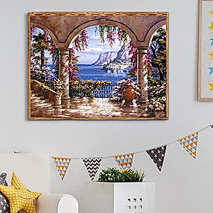 Lovxvouy Cross Stitch Kits for Adults,Stamped Full Range of Embroidery Starter Kit for Beginners Needlepoint Kits 11CT Pre-Printed Pattern, Cross-Stitching Kits-Flower Corridor 16.5x22 inch