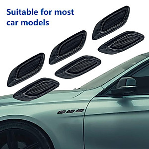 Hawyet Pack-6 Car Side Vent Stickers, ABS Shark Gills Stickers, 4.25" x 1.45" Air Flow Fender Trims, Three-Dimensional Auto Decorations, Universal for Most Cars, Trucks, SUVs (Black)