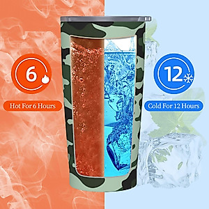 CHASOEA Camo Tumbler 20oz Camo Stainless Steel Insulated Tumblers with Lid and Straw Green Travel Coffee Mug Tea Wine Cups Water Bottle Holiday Gifts for Women