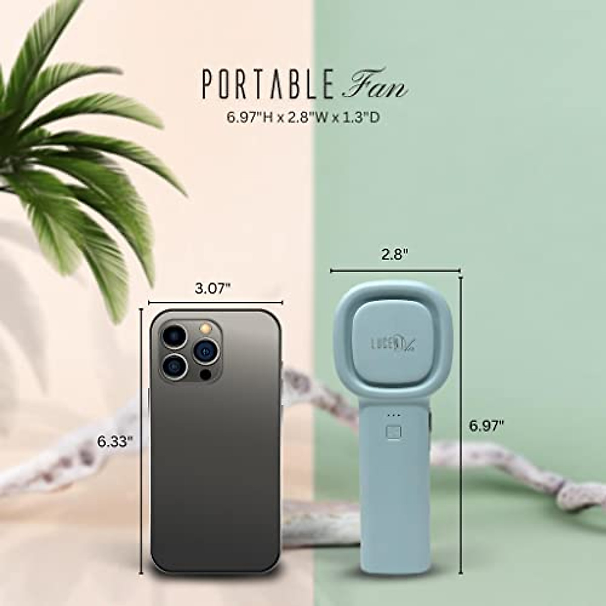 Lucent Air Handheld Fan with Power Bank – Matte Blue – Bladeless 2 in 1 Personal Fan for Travel, Office – 4000mAh Rechargeable USB Fan – Ultra-Quiet Cooling Fan – Non Slip Base Mini Fan