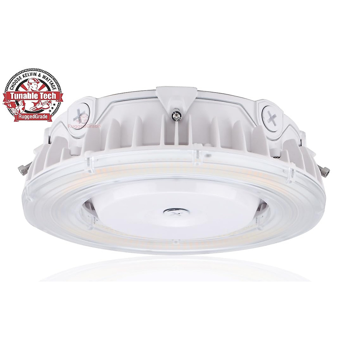 RuggedGrade Color Selectable 30K/40K/50K - Radium II Series - 8,200 Lumens - 55 Watt - LED Canopy Light - White Housing - DLC Premium 5.1