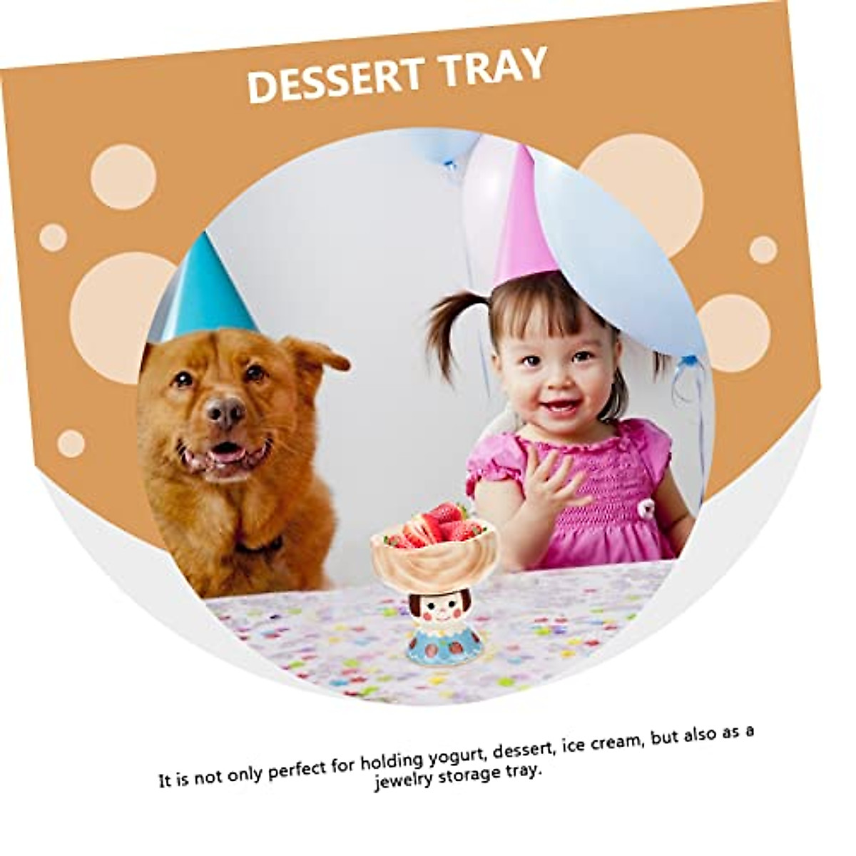 Mikinona Ceramic Doll Tray Ceramic Salad Bowl Oval Tray Extra Large Salad Bowl Trifle Bowl Small Bowls for Ice Cream Cartoon Fruit Plate Food Serving Bowl Footed Dessert Bowls Dessert Cup