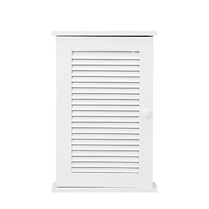 JAXPETY Bathroom Wall Cabinet 3-Tier Storage Organizer with Single Louvered Door,Wooden Medicine Cabinets with Adjustable Shelf for Bathroom&Living Room,White