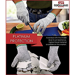 Rockland Guard Oyster Shucking Set- High Performance Level 5 Protection Food Grade Cut Resistant Gloves with 3.5’’ Stainless steel Oyster Knife, perfect set for shucking oysters