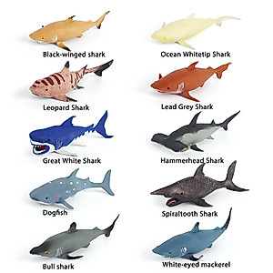 10 Pack Shark Toys,8" Soft and Stretchy Realistic Shark Toy Set,Floating Bathtub Toys and Birthday Party Favors for Boys Girls Kids