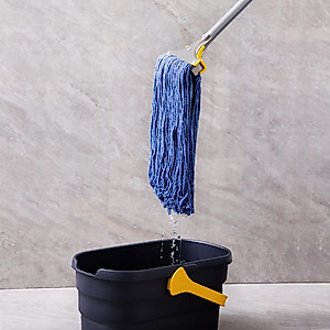 Yocada Looped-Open String Wet Mop Heavy Duty Cotton Mop Commercial Industrial Grade Iron Pole Floor Cleaning Hardwood Ceramic Marble Tile Laminate Home Kitchen 61in Long