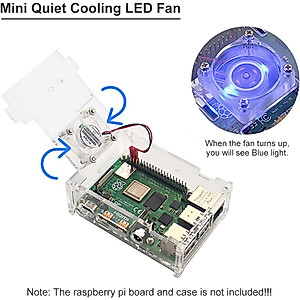 2/4pcs Raspberry Pi 4 Fan Raspberry Pi Cooling Fan Brushless CPU Quiet LED Cooling Compatible with Raspberry Pi 4/Pi 3/3B+/4B/Pi Zero w (2)