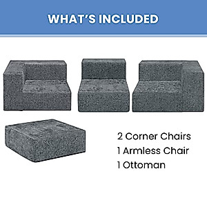 Delta Children Cozee 4-Piece Customizable Sectional Sofa Set, Grey