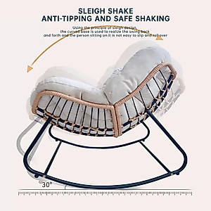Rocking Chair Outdoor, Comfy Backyard/Patio/Front Porch Patio Chair/Rattan Chairs, Reading Chairs for Adults/Reclining Lounge Chair in Bedroom/Living Room