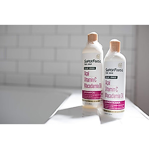 Petal Fresh SuperFoods Color Shield Shampoo & Conditioner (Açaí, Vitamin C & Macadamia Oil) Shiled Color-Treated Hair, Delivers Nutrients for Shine | SuperFoods Beauty, 2 set