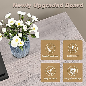 LEMBERI 58 Inches Fireplace TV Stand for TVs up to 65 Inches Console with 18'' Electric Fireplace & Remote, Wooden Modern Entertainment Center for Living Room with LED Light Glass Shelves (Grey)