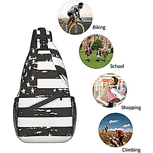 Sling Bag Vintage American USA Flag Patriotic Hiking Daypack Crossbody Shoulder Backpack Travel Chest Pack for Men Women