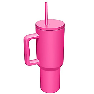 Zes-Husa 40 oz Tumbler with Handle and Straw Lid, Insulated Cup Reusable Stainless Steel Thermoses, Travel Mug Cupholder Use with Pipette Stopper