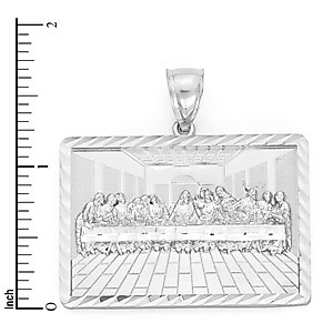 Golden Fire 925 Sterling Silver Last Supper Pendant for Religious Hip Hop Chain Jewelry, Catholic Faith Gifts for Him