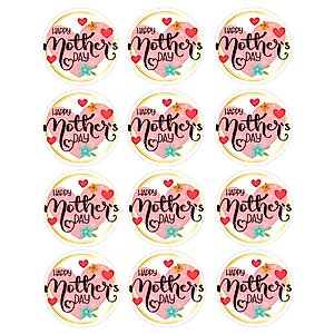 FaCraft 36PCS Happy Mother's Day Labels Stickers 1.5" Floral Mother's Day Gift Tags Mothers Day Present Labels Farmhouse Label Stickers for Gift Wrap Envelope Seals Boxes Party Decorations