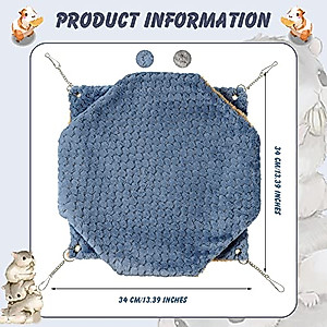 2 Pcs Pet Cage Hammock Soft Plush Bunkbed Hanging Hammock Warm Double Layer Ferret Hammock Small Pet Hammock Accessories for Rat Guinea Pig Sugar Glider Squirrel (Blue, Gray, Soft Style)