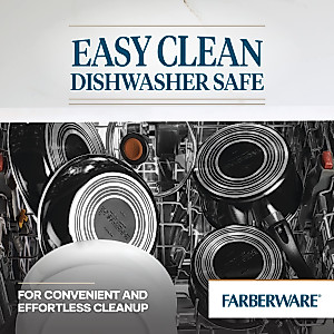 Farberware Glide Ceramic Nonstick Dishwasher Safe Egg Poacher Pan/Skillet with 4 Poaching Cups and Lid, 8 Inch, Black