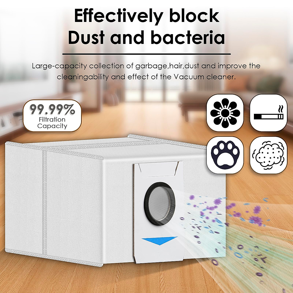 (10 Pieces) T20 OMNI Dust Bag Replacement Vacuum Bags for ECOVACS DEEBOT T20 OMNI, X1 OMNI, X1 PRO OMNI, T10 OMNI Robot Vacuum, Filter Bags Compatible With DEEBOT X1 OMNI Auto-Empty Station