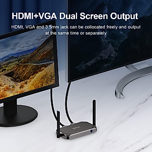 Hagibis Wireless HDMI Transmitter and Receiver, Wireless HDMI Extender Kits & Wireless Display Dongle, Plug and Play HDMI Adapter for TV, Camera, Streaming, Laptops, PC, Media, PS4/5