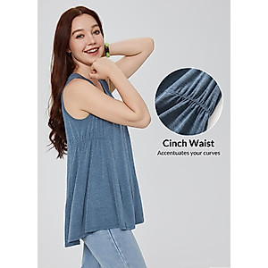 baleaf Women's Workout Tank Tops Sleeveless V-Neck Tunic Long Loose Fit Camis Flowy Yoga T-Shirts Cute Tee for Casual Summer Teal Blue XL