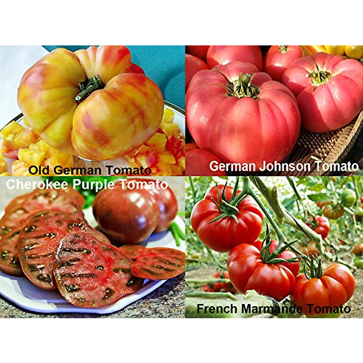 Mixed Seeds! 30 Giant Tomato Seeds, Mix of 19 Varieties, Heirloom Non-GMO, Brandywine Black, Red, Yellow & Pink, Mr. Stripey, Old German, Black Krim, from USA