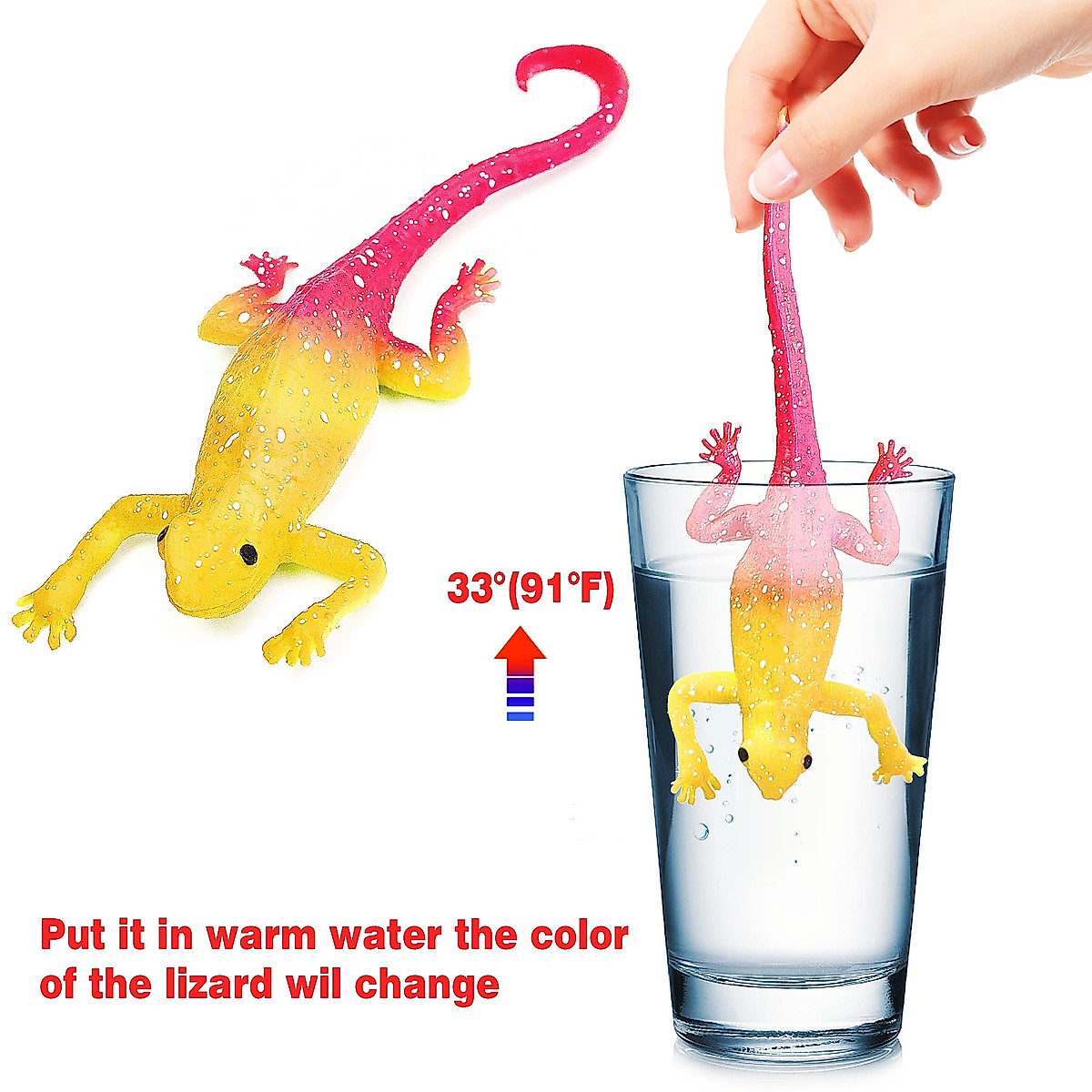 YiliUsAnwU 10 PCS Lizard Water Toys,Color Changing Chameleon Toys,Stretchy Animal Toys,for 3 Years and up,for Goodie Bag Fillers,Classroom Rewards,Kids Easter Basket