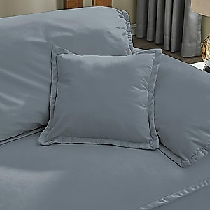 Suheww 79” Velvet Sofa Set 2 Piece, Modular Sectional 3-Seater Futon Couch Set, Living Room Furniture Set with 4 Pillows, Grey Blue