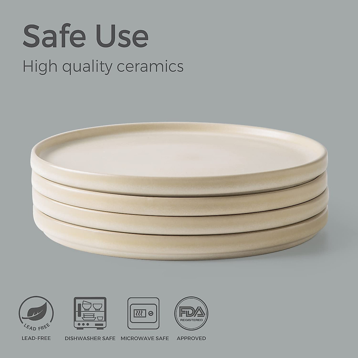 AmorArc Ceramic Dinnerware set, Service for 6 (12pcs), Stoneware Plates and Bowls Set,Highly Chip and Crack Resistant | Dishwasher & Microwave Safe, Matte-Ivory RusticStyle