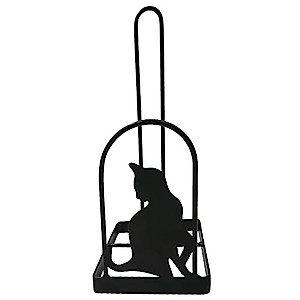 Evelots Kitty Cat Toilet Paper Holder-Free Standing-Bathroom Space Saver-Black Metal