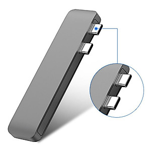 GAOHOU USB Type-C Hub 6-in-1 Dual Type-C Interface Converter Rapid Transmission Gray