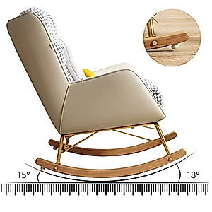 Accent Chairs For Living Room，Patio Rocking Chair,Leisure Sofa Rocking Chair and Footstool，Rocking Chair Outdoor Patio And Porch Seating，The Seat Cushion Is Removable And Washable(Color:Beige A)