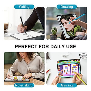 Universal Stylus Pens for Touch Screens - Bargains Depot New 5mm High-Sensivity Dual Fiber Tips Stylus for All Tablets & Cell Phones with 8 Extra Replaceable Tips (4 Pcs, Black/Aqua/Silver/Yellow)