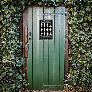 Garnamy Funny Restroom Sign Just Wash Your Hands Vintage Metal Signs Inclusive Bathroom Door Gender Sign for Toilet Home Hotel Wall Decor 8 x12 Inch, Black