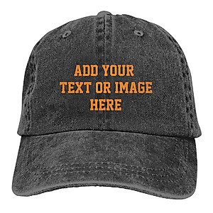Custom Hat Personalize Add Your Text Logo Or Image Custom Baseball Cap Trucker Hats for Men & Women Black One Size