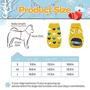Cnarery Dog Sweater, Soft and Warm Dog Knitted Sweater with Leash Hole, Dog Winter Coat, Cold Weather Clothes for Small Medium Dogs Cat (Small, Yellow)