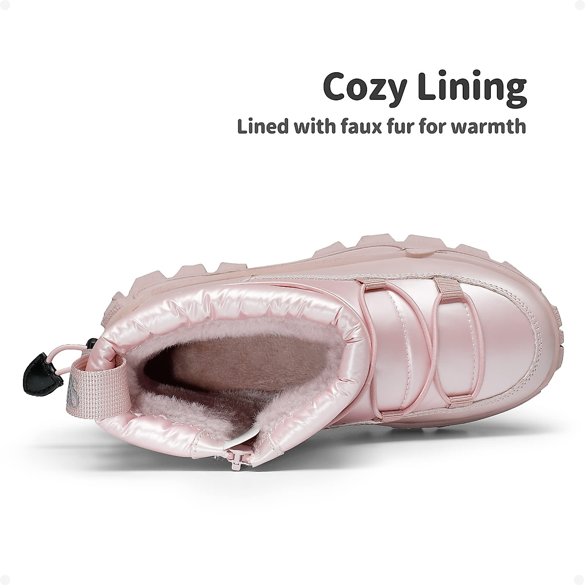 DREAM PAIRS Girls Boys Snow Boots Slip Resistant Outdoor Warm Ankle Winter Shoes Toddler/Little Kid,Size 12 Little Kid,Pink,KSB218