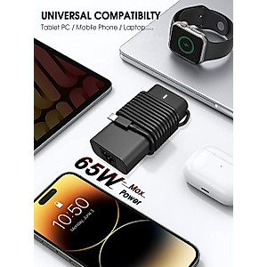 65W USB-C Laptop Charger Replacement for Dell XPS and Latitude 5000 and Chromebook - Power Cord Included