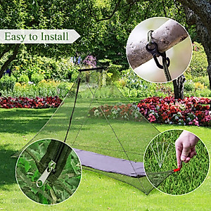 GWHOLE Camping Net with Carry Bag, Mosquito Net with Tent Pegs for Single Cot Camping Patio Outdoor