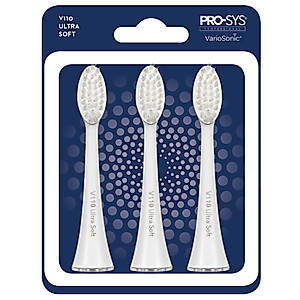 PRO-SYS White VarioSonic Electric Toothbrush Replacement Head, V110 Ultra Soft, Pack of 3. Also fits Burst Brush!
