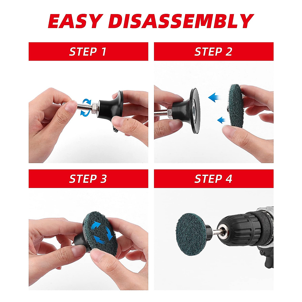 LUCKUT Quick Change Discs 2 Inch Roll Lock- 46pcs, 1/4'' Holder Surface Discs for Die Grinder Surface Strip Rust Paint Removal (46)