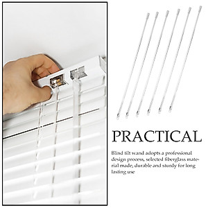 Cabilock Window Blinds Window Blinds Curtain Opener 6pcs Household Blind Wand Vertical Blind Rod Replacement Window Blind Stick Blind Supply Window Blind Tilt Wand White Curtains White Curtains
