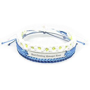 Miiras Job Handmade Bracelet for Women - Best Gaming Manager Ever - White FL-BU - Made of Braided Rope and Stainless Steel - Gift for Gaming Manager