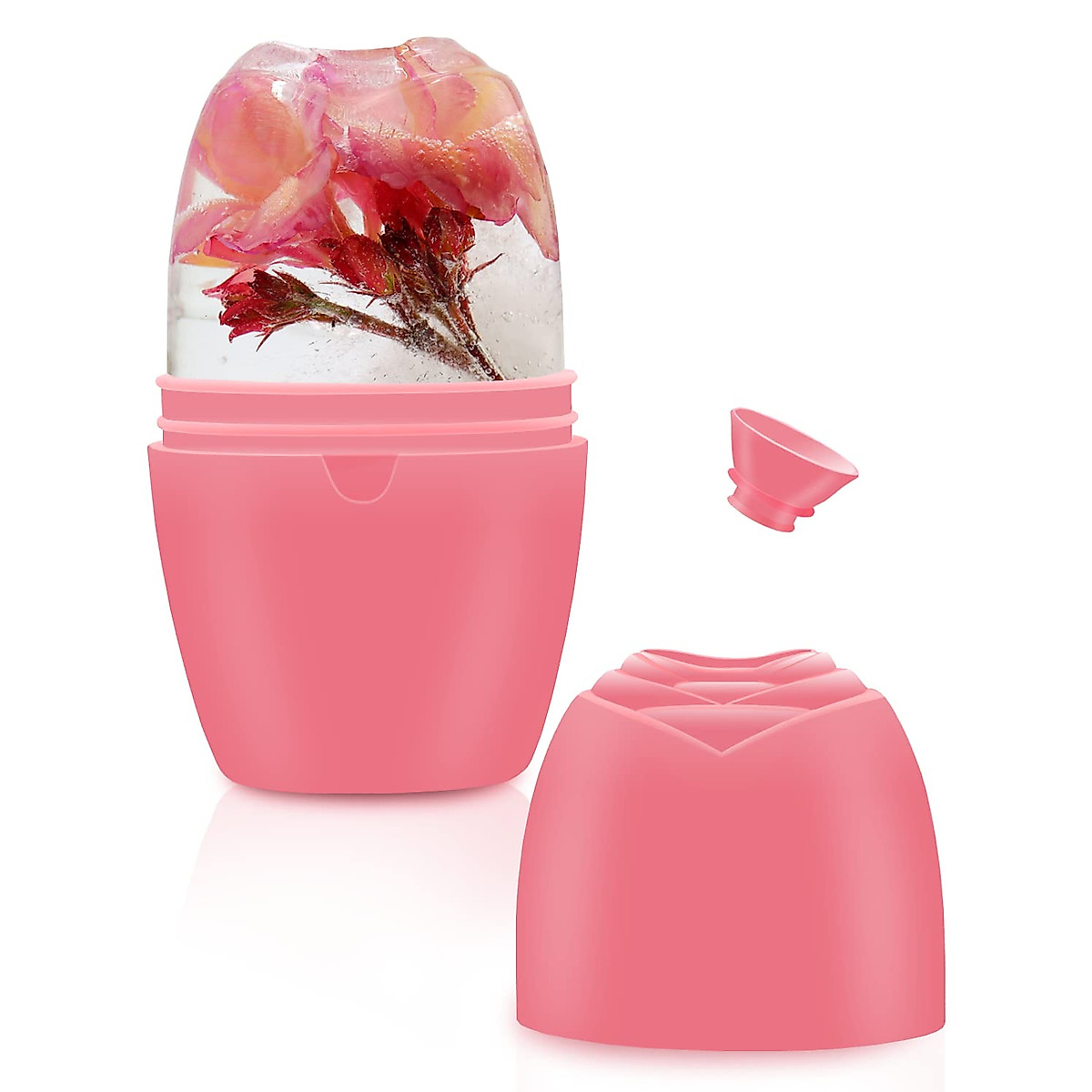 WETANG Ice Face Roller, Brighten Skin, Reusable Ice Mold for Face, Ice for Face to Tighten Skin, Silicone Ice Holder for Face, Icing Skincare Gift for Women (Pink)
